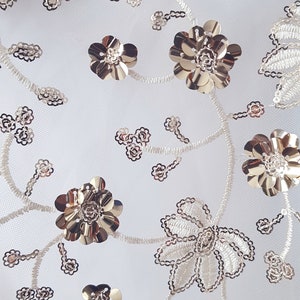 Gold Net Shawl. Gold Scarf. Gold Sequins Floral Shawl. Gold Wedding ...