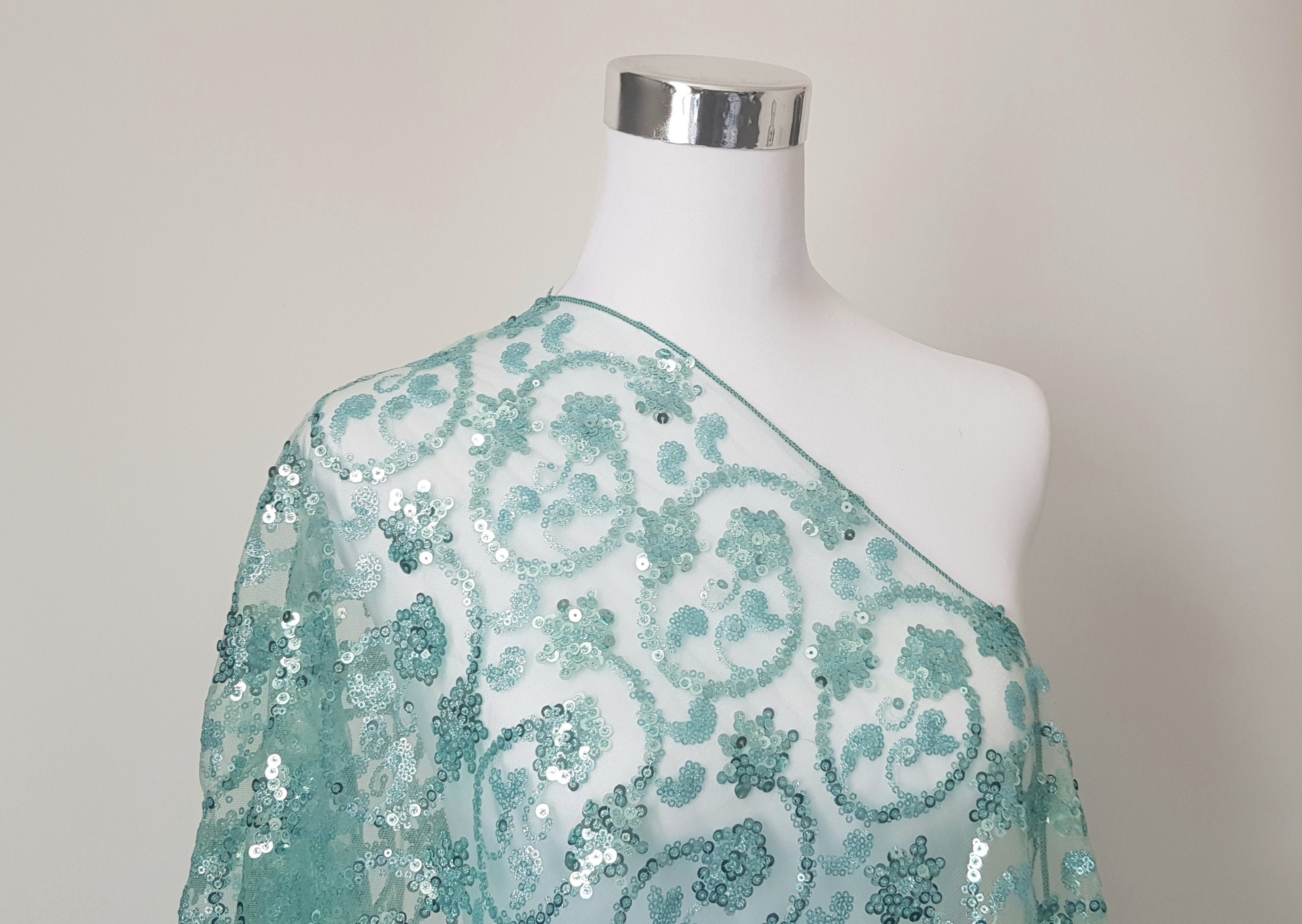 Green Shawl Green Sequined Shawl Green Net Shawl Green - Etsy