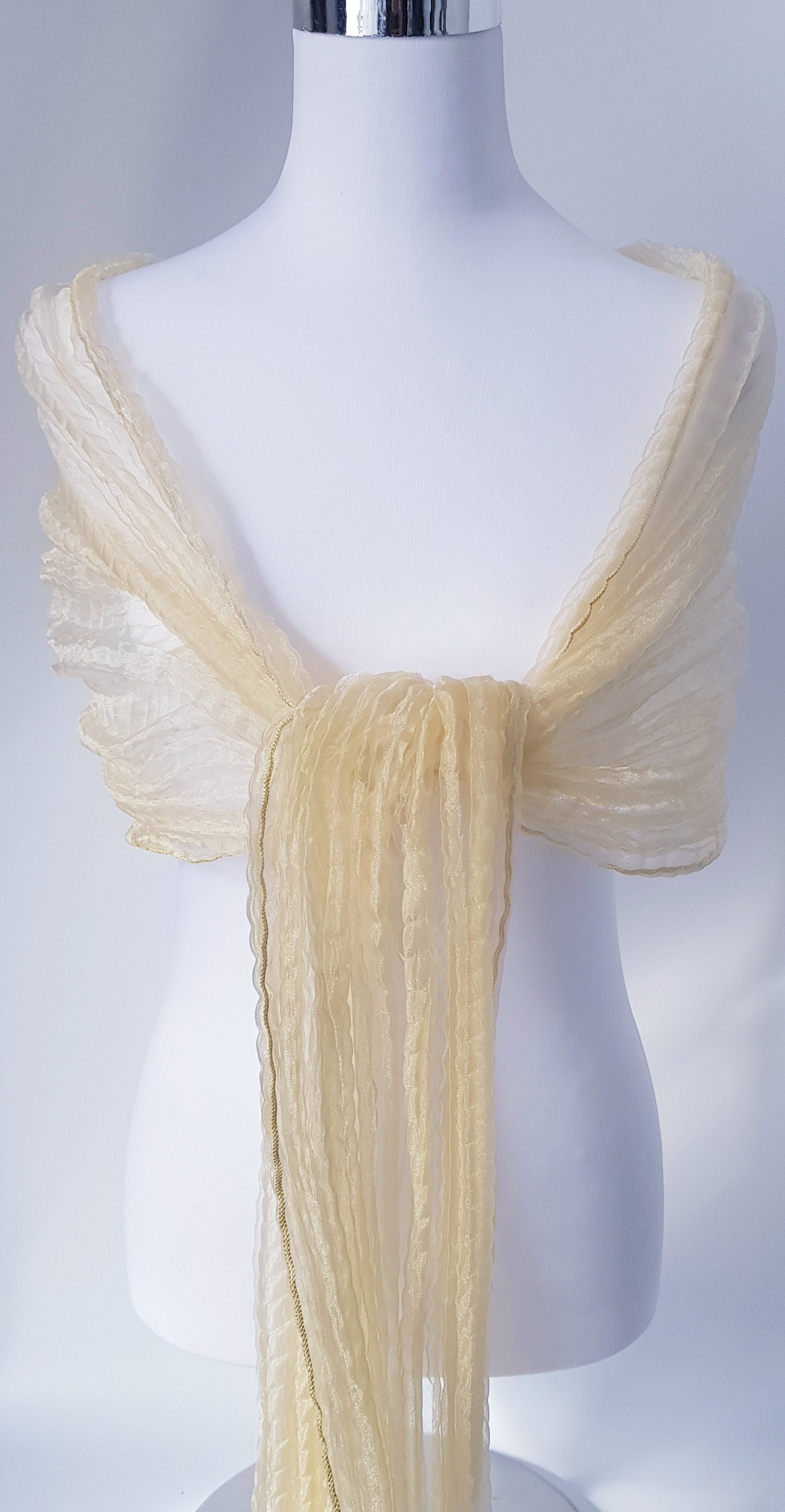Gold Shawl. Gold Scarf. Gold Crushed Organza Shawl. Light Gold Wedding ...