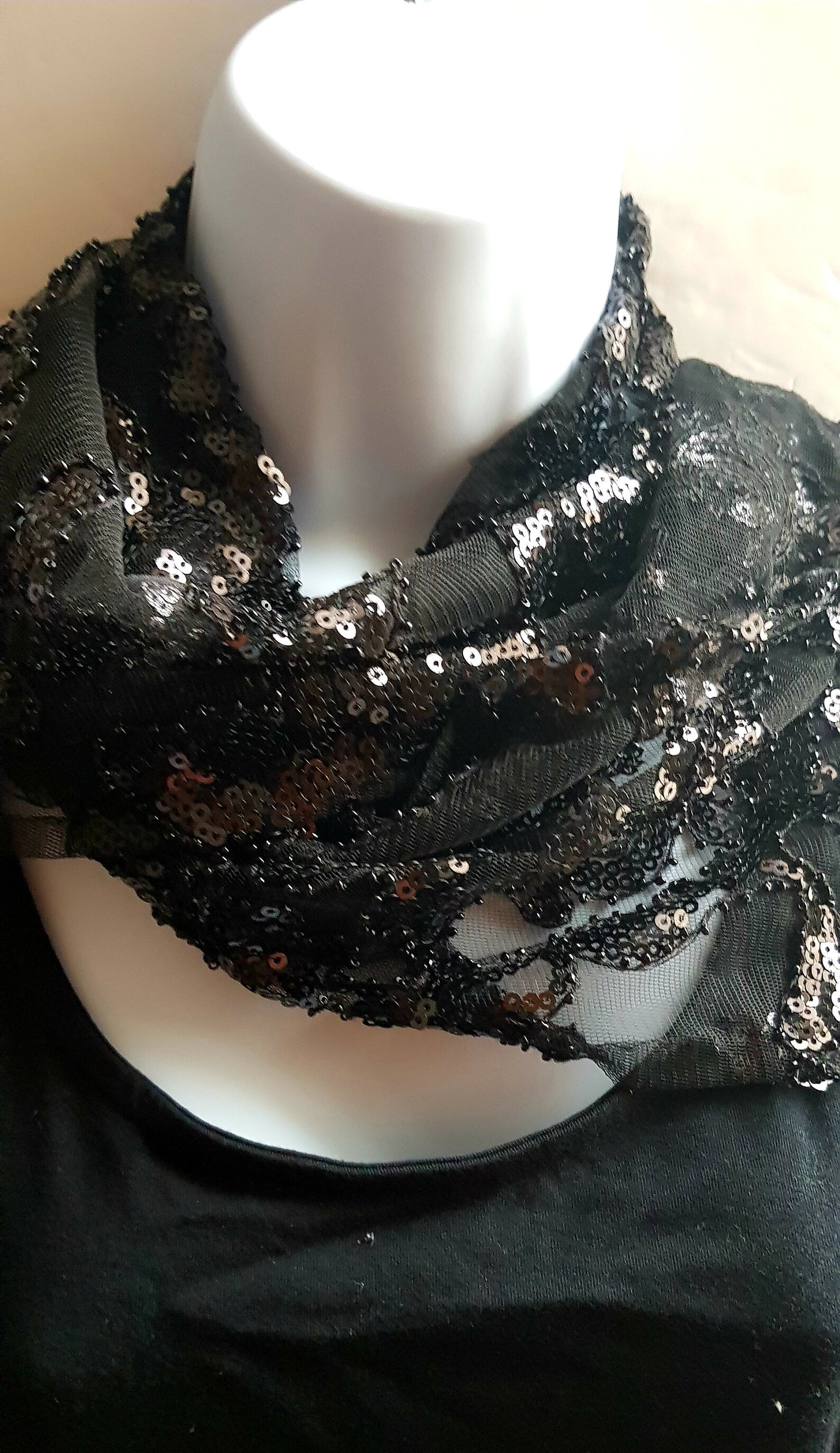 Black Net Beaded Scarf R64 Beaded Scarf Black Scarf Scarf - Etsy