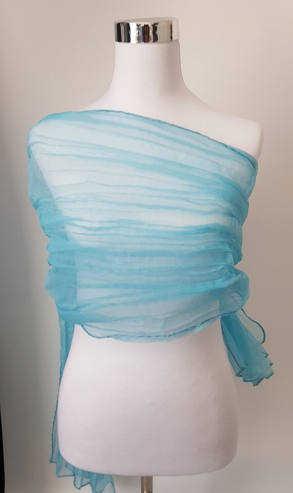 Blue Shawl. Aqua Blue Shawl. Blue Scarf. Blue Crushed Organza - Etsy