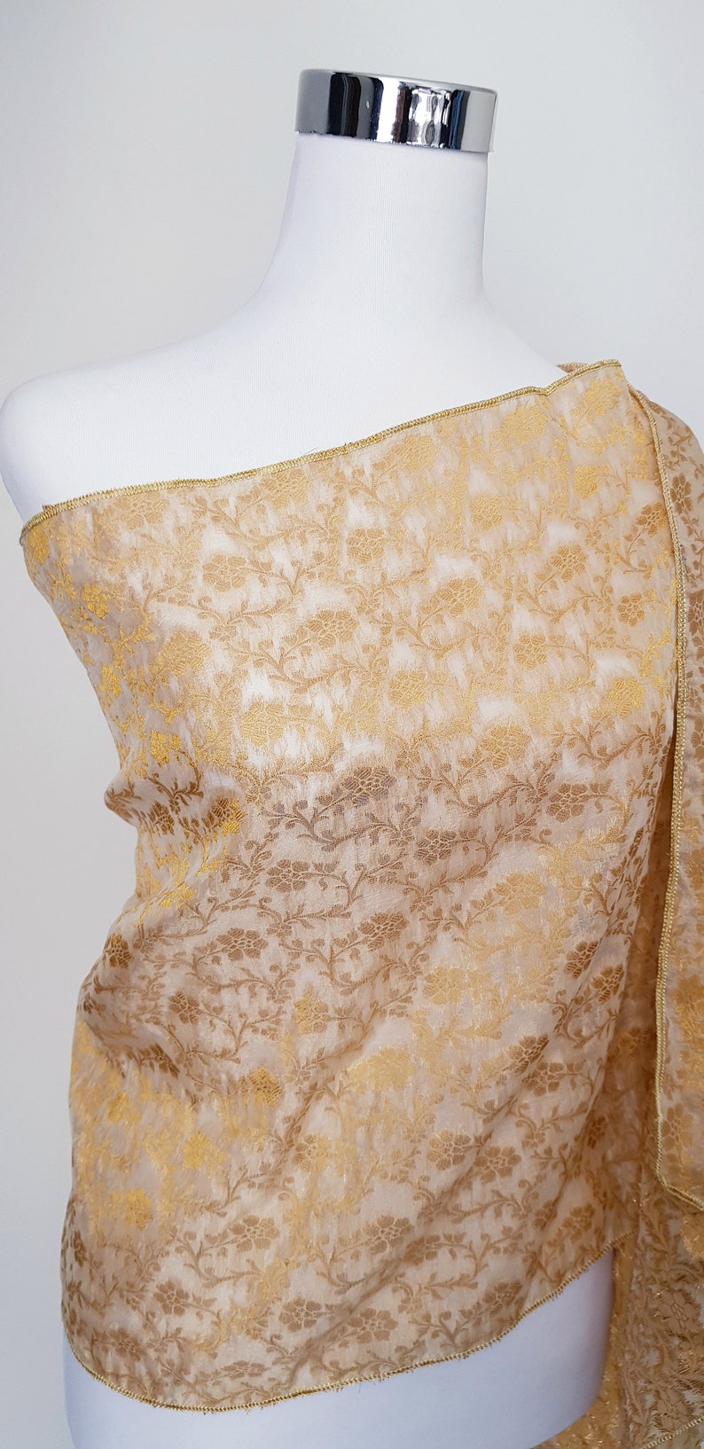Gold Shawl. Gold Shawl With Gold Floral Design. Gold Brocade - Etsy