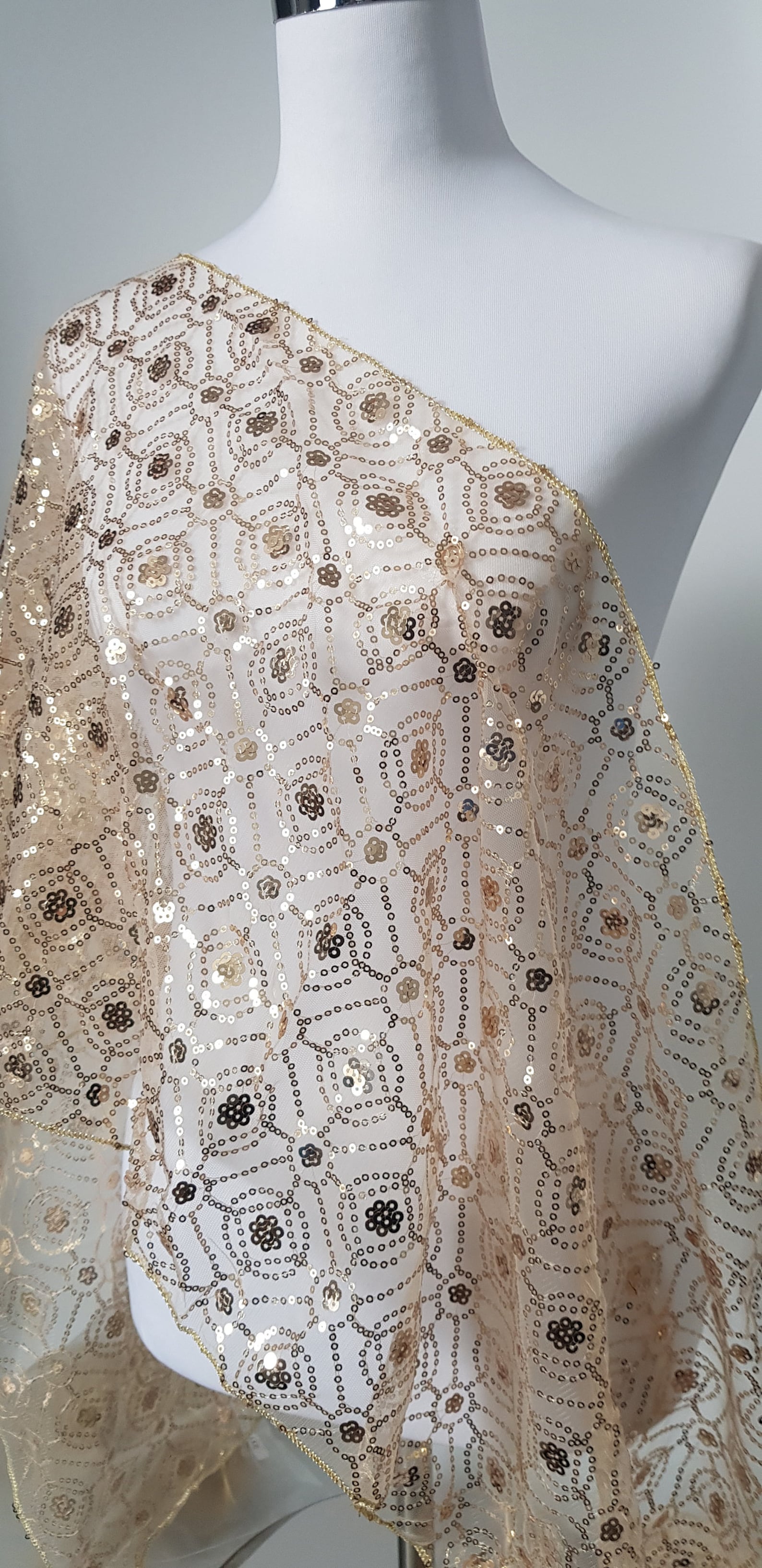 Gold Shawl. Gold Scarf. Gold Sequins Floral Shawl. Gold Wedding Shawl ...
