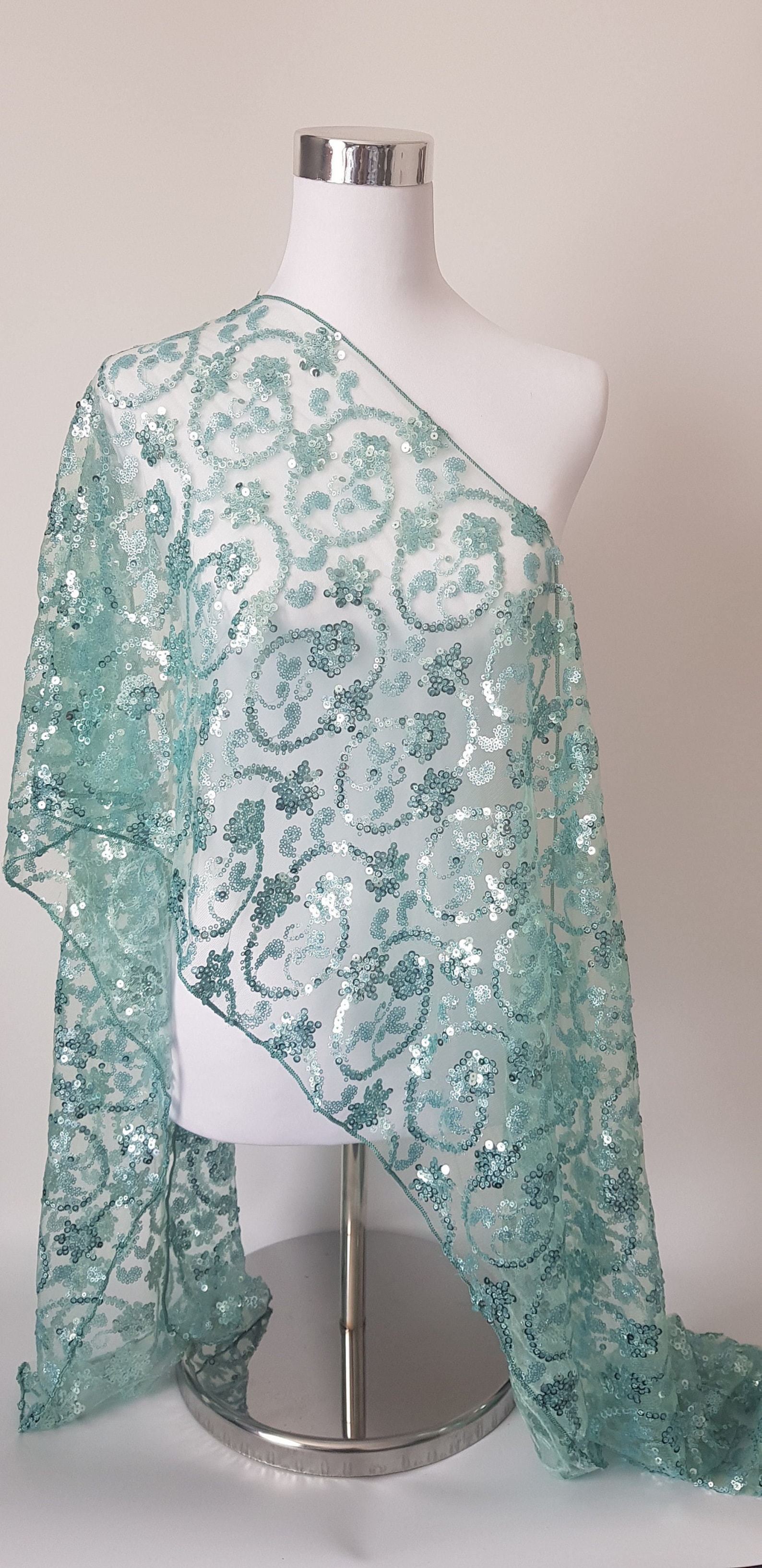 Green Shawl, Green Sequined Shawl, Green Net Shawl, Green Floral Shawl ...