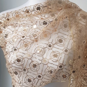 Gold Shawl. Gold Scarf. Gold Sequins Floral Shawl. Gold Wedding Shawl ...
