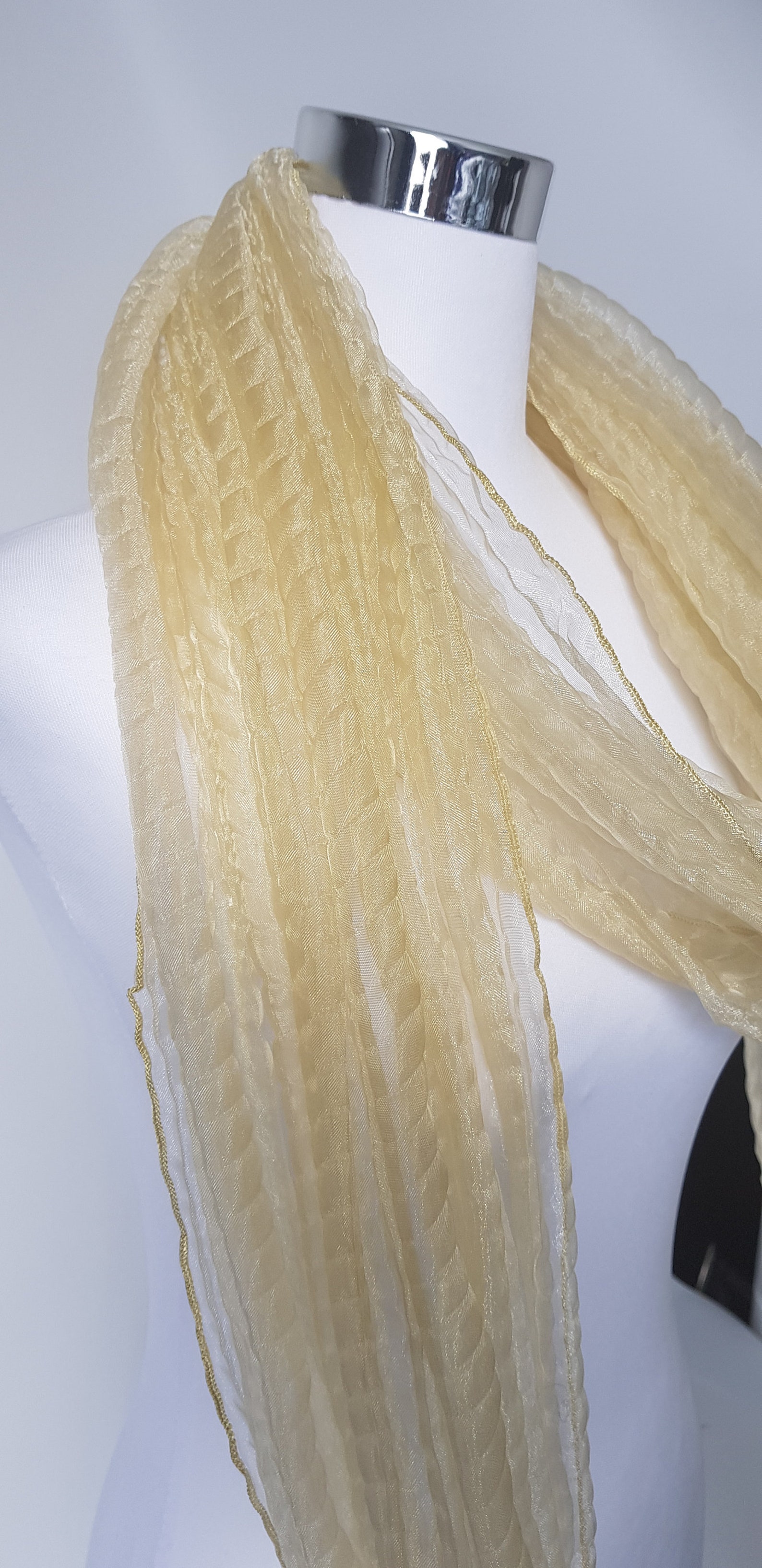 Gold Shawl. Gold Scarf. Gold Crushed Organza Shawl. Light Gold Wedding ...