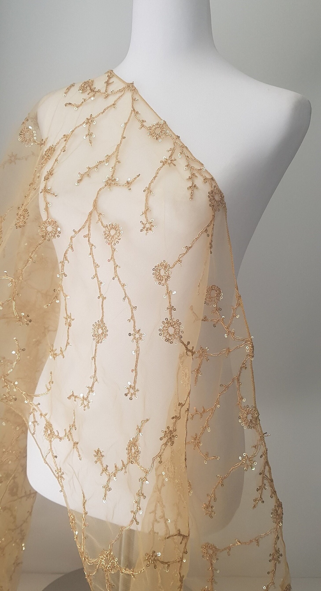 Gold Shawl. Gold Net Scarf. Golden Sandy Colour Net Scarf With Gold ...