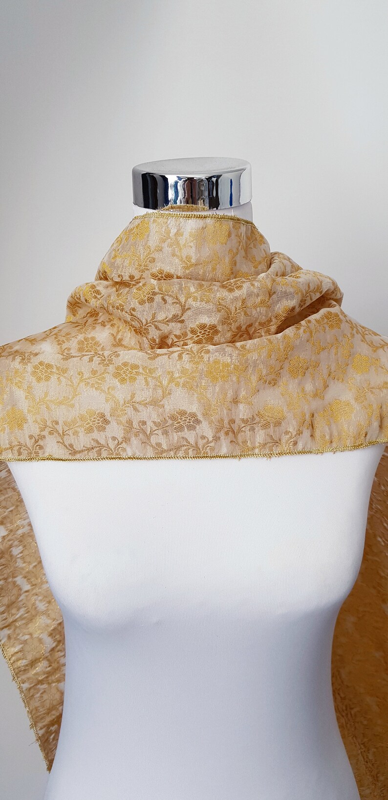 Gold Shawl. Gold Shawl With Gold Floral Design. Gold Brocade - Etsy