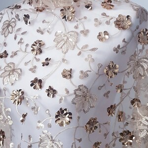 Gold Net Shawl. Gold Scarf. Gold Sequins Floral Shawl. Gold Wedding ...