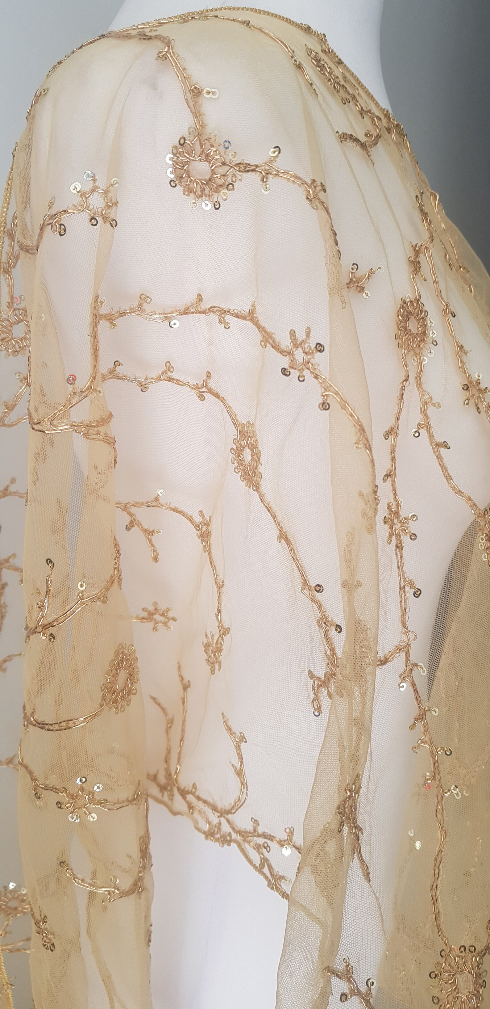 Gold Shawl. Gold Net Scarf. Golden Sandy Colour Net Scarf With Gold ...