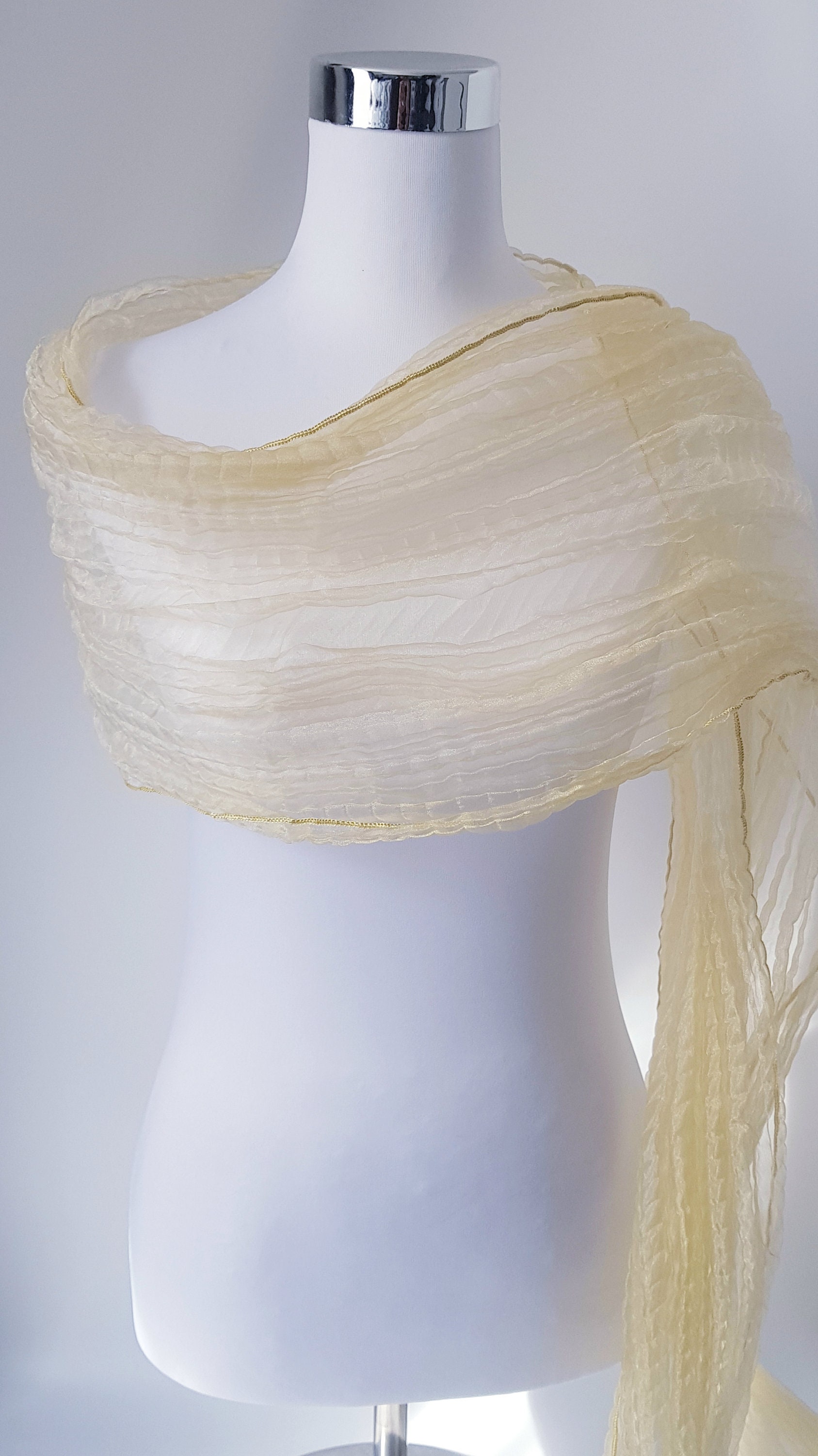 Gold Shawl. Gold Scarf. Gold Crushed Organza Shawl. Light Gold Wedding ...