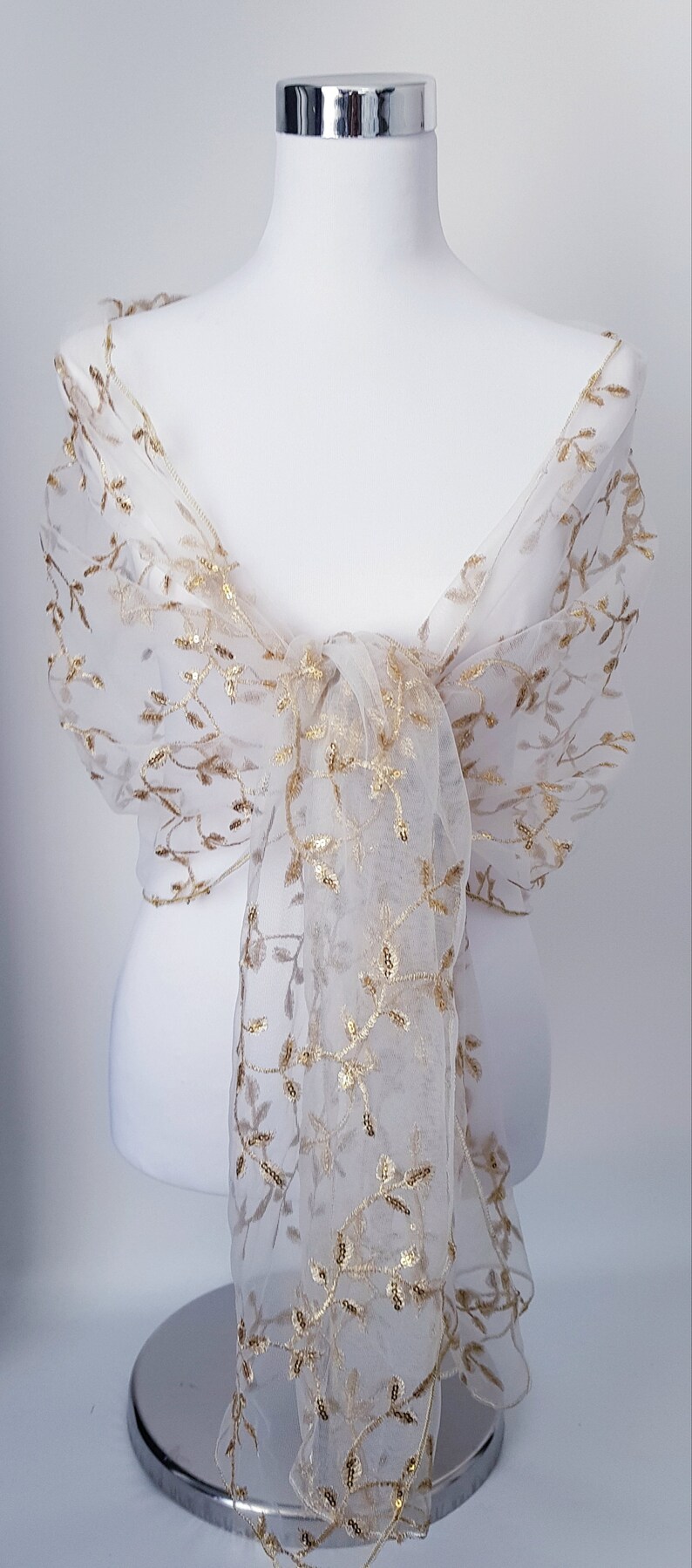 Gold Shawl. Gold Scarf. Gold Net Shawl. Gold Thread Embroidery - Etsy