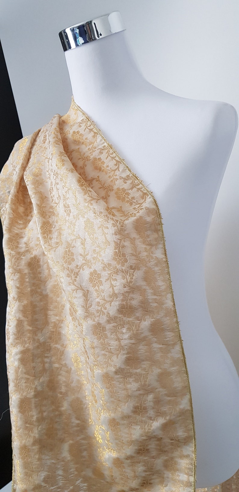 Gold Shawl. Gold Shawl With Gold Floral Design. Gold Brocade - Etsy