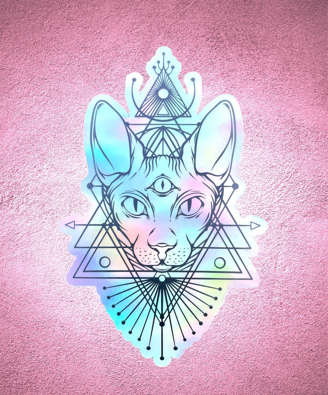 Third Eye Sphinx Cat Sticker Hairless Cat Sticker Geometrical ...