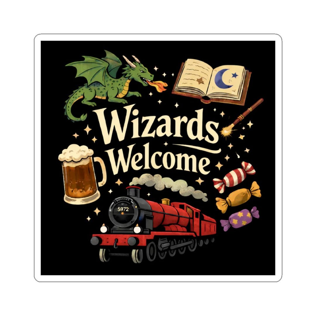 Wizards Welcome Theme Park Sticker | Magical Fantasy Wizard Sticker ...