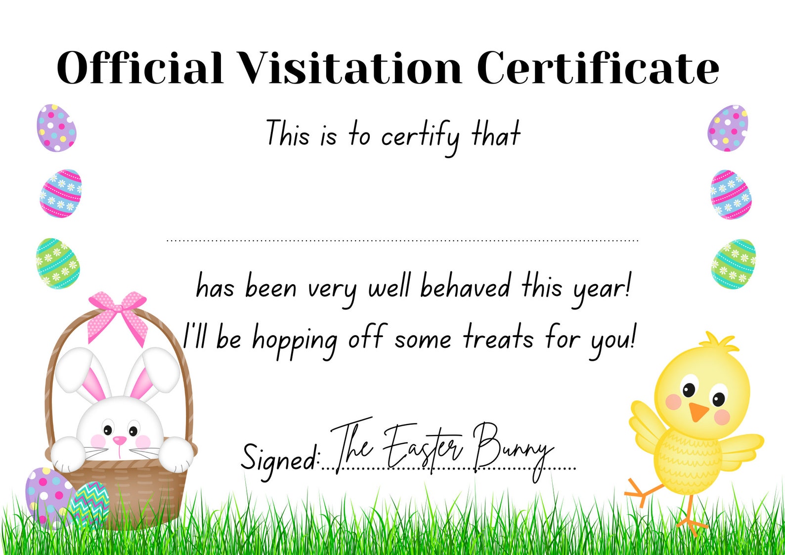 Printable Easter Bunny Certificate - Etsy