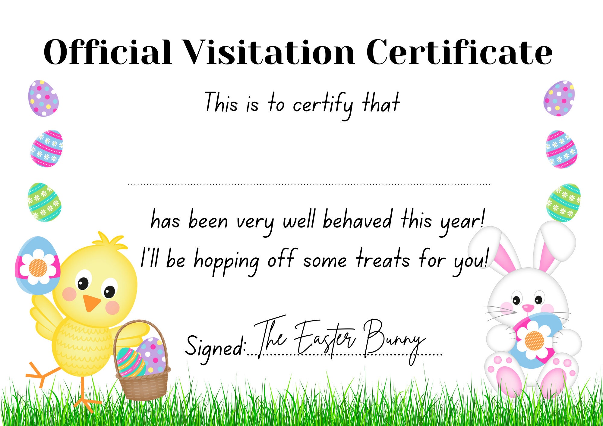 Printable Easter Certificate - Etsy
