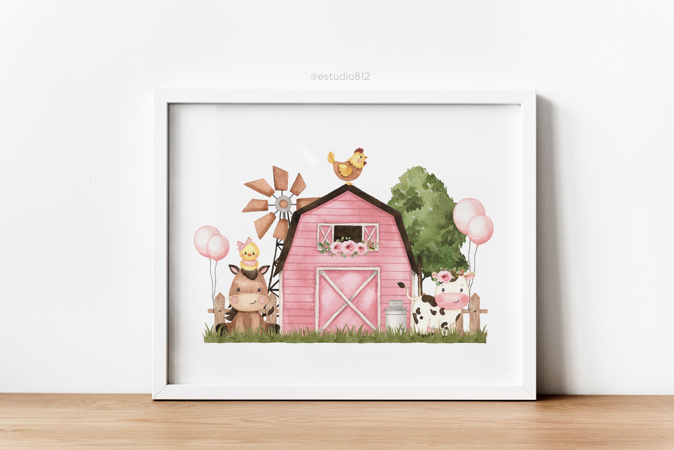 Cute Farm Clipart Farm Animals Watercolor Digital Clipart - Etsy