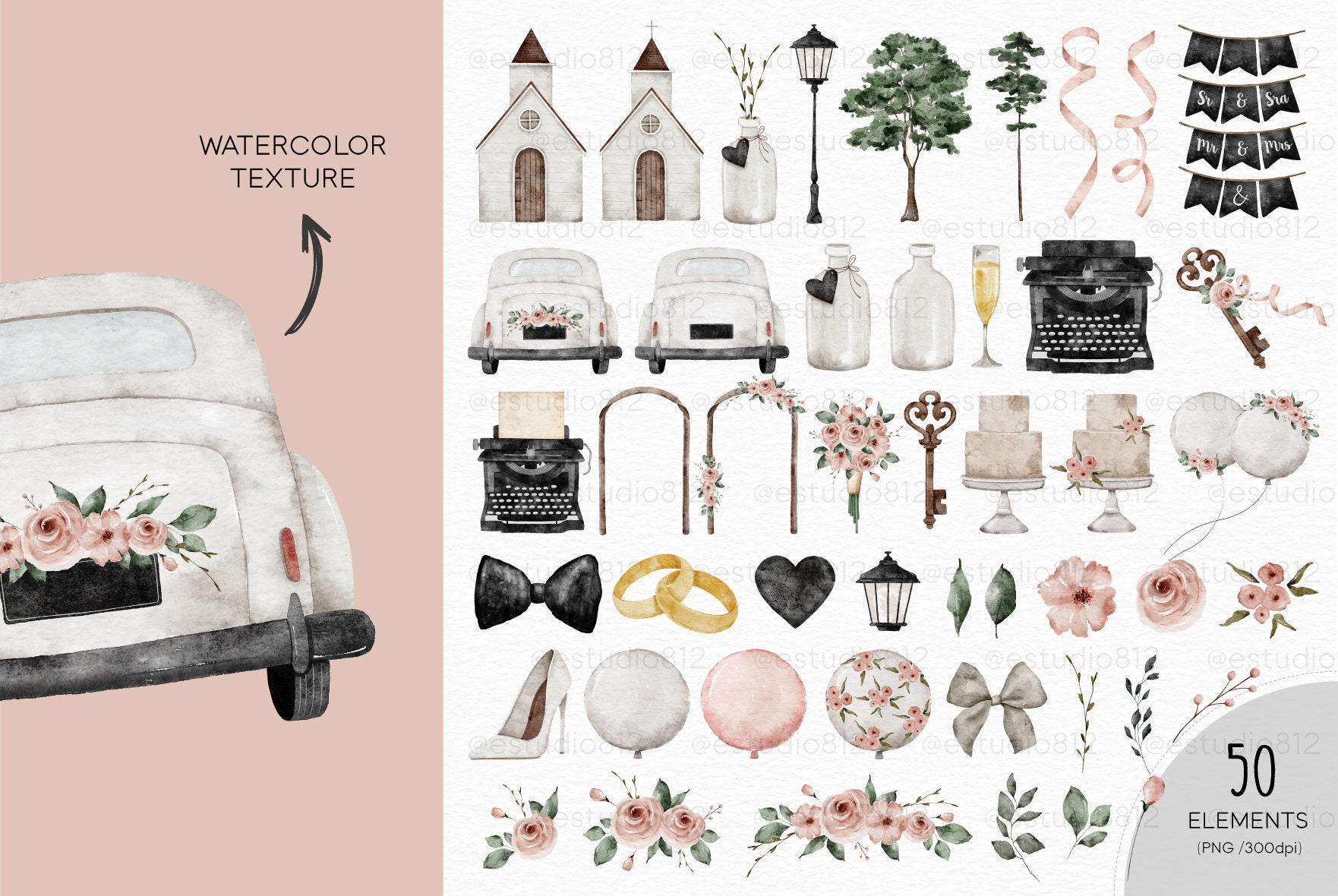 Wedding Digital Clipart Church Groom and Bride Groomsmen - Etsy