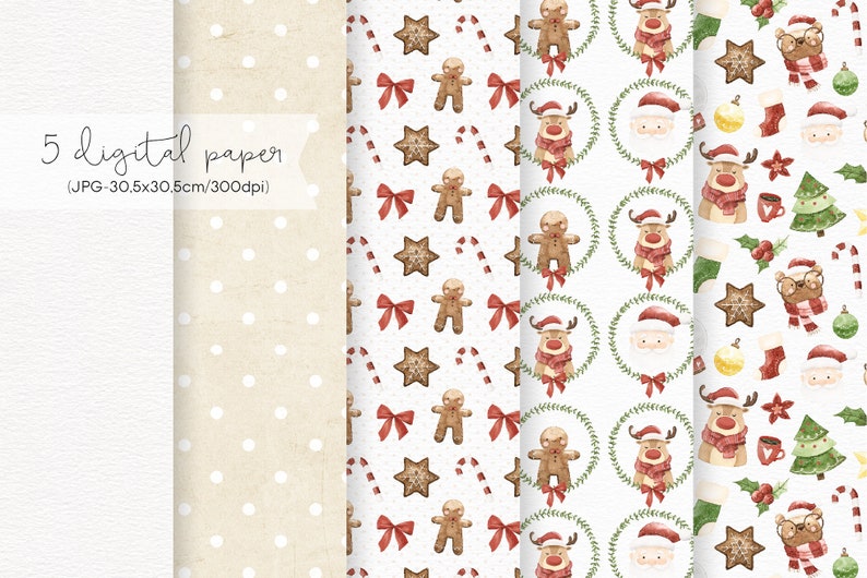 Christmas Clipart, Christmas Watercolor Digital Clipart, Santa Claus - Etsy