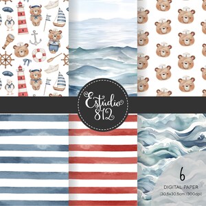 Little Sailor Watercolor Clipart Bundle: Bear, Seaman, Duck, Boat ...