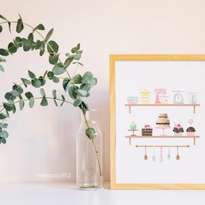 Sweet Bakery Watercolor Clipart Cake Cupcake Kitchen Cookie Macaroon ...