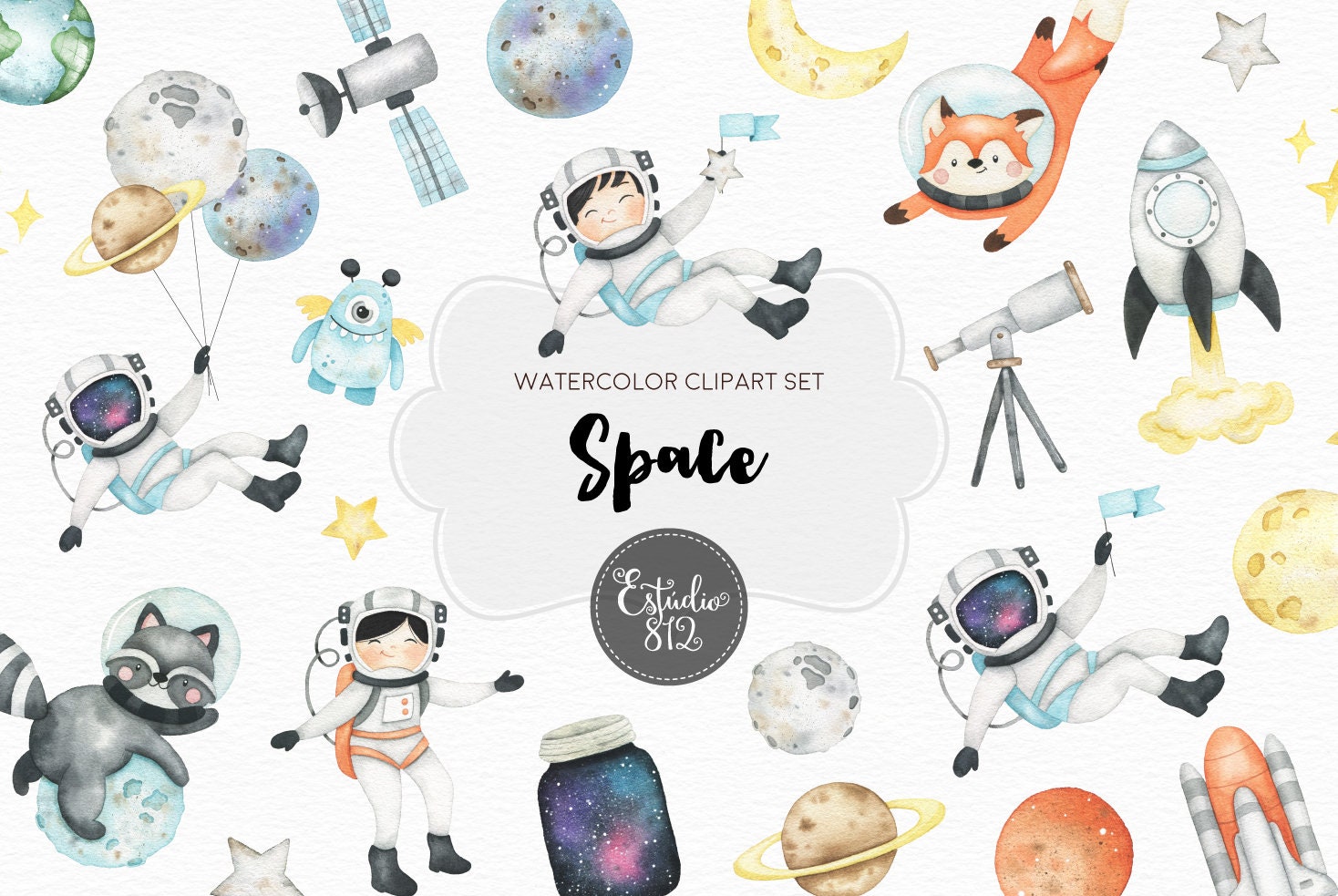Space Astronaut Clipart Planet Clip Art Digital Download - Etsy