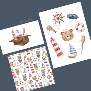 Little Sailor Watercolor Clipart Bundle: Bear, Seaman, Duck, Boat ...