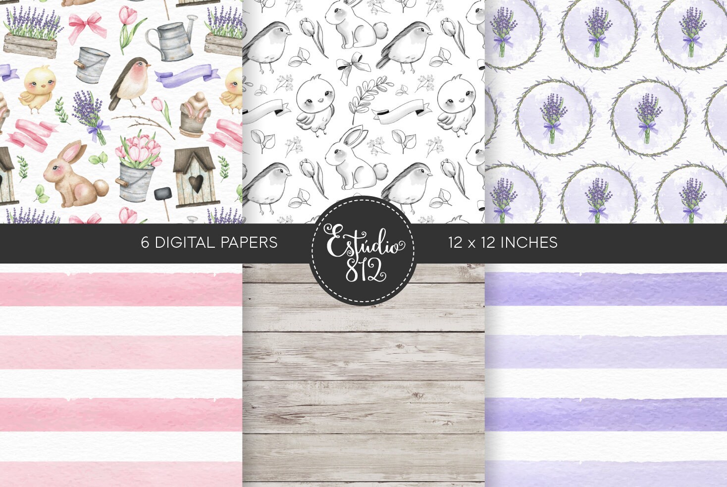 Cute Spring Easter Clipart Bunny Bird Flower Clip Art Digital | Etsy UK