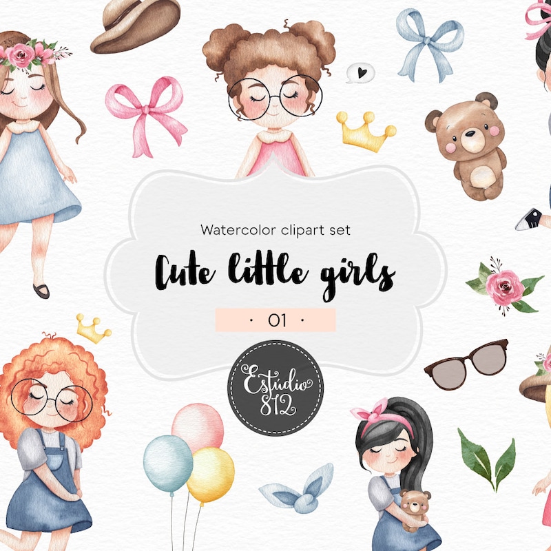 Cute Girls Clipart - Etsy