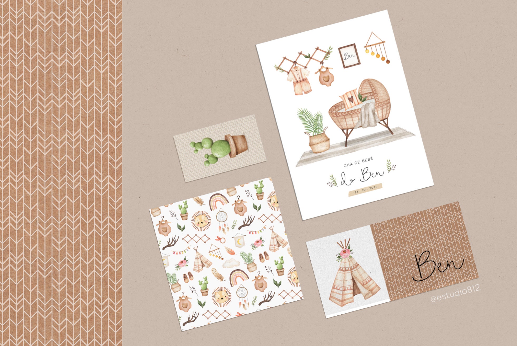 Boho Nursery Clipart watercolor Digital Download Boho Decor | Etsy