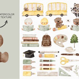 Back to School Clipart, Teacher Watercolor Digital Clipart, Planner Set ...