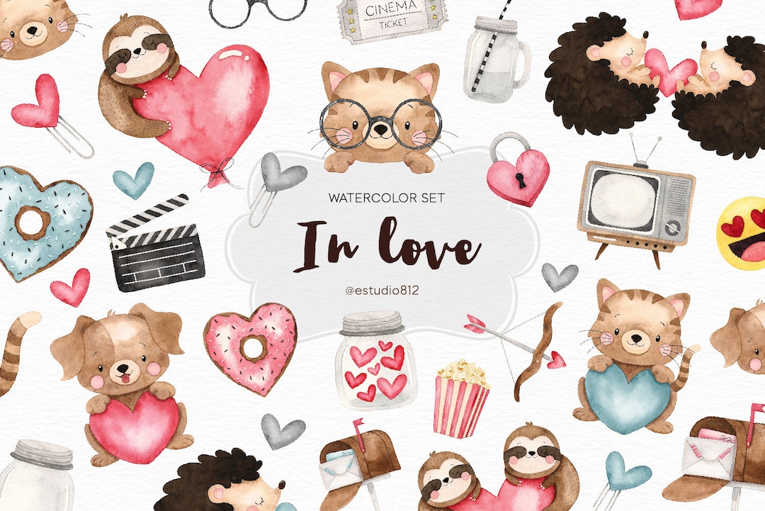 Love Clipart, Woodland Animals Watercolor Digital Clipart, Forest ...