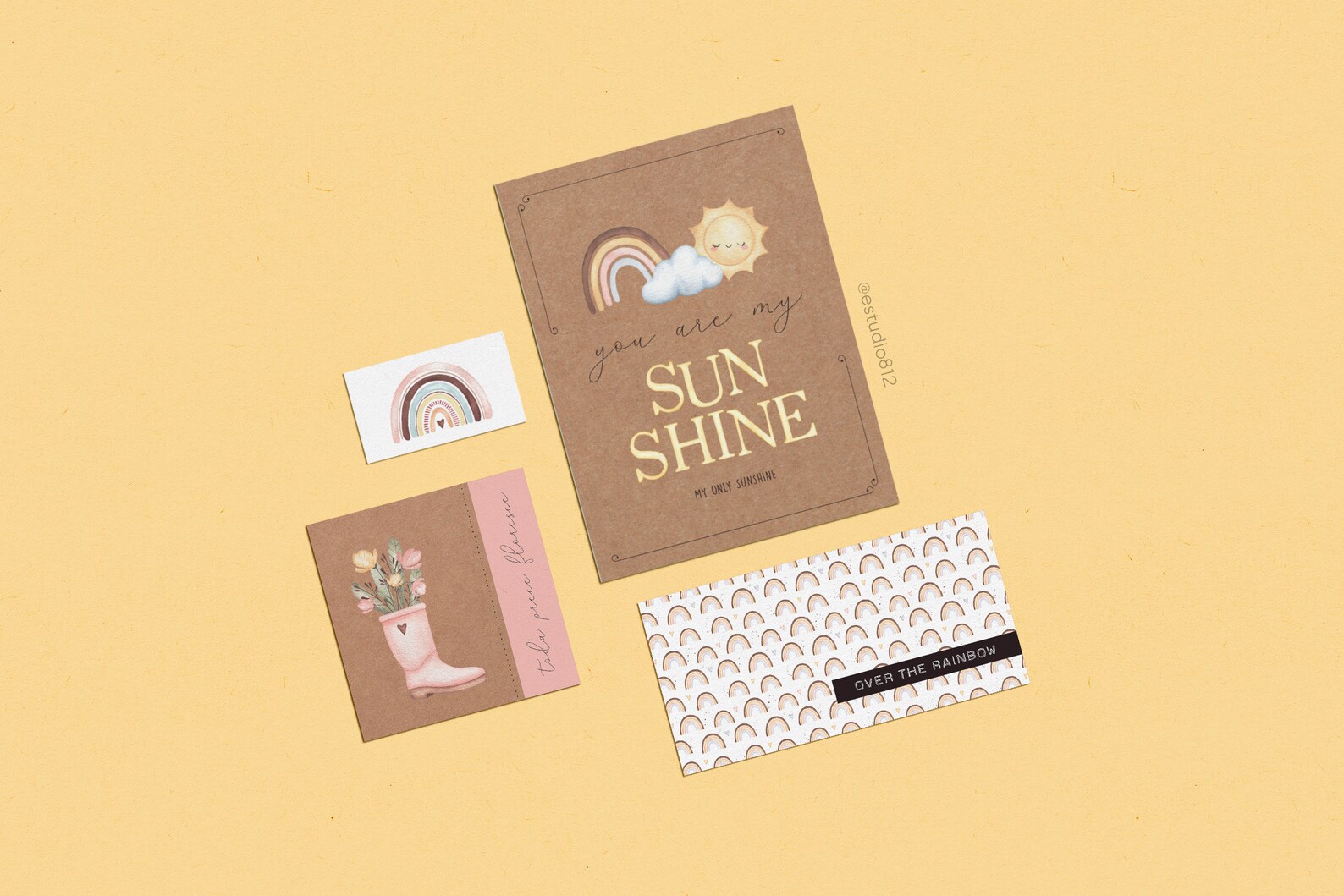 Raining Blessings Clipart Rainbow Sunshine Watercolor Digital - Etsy