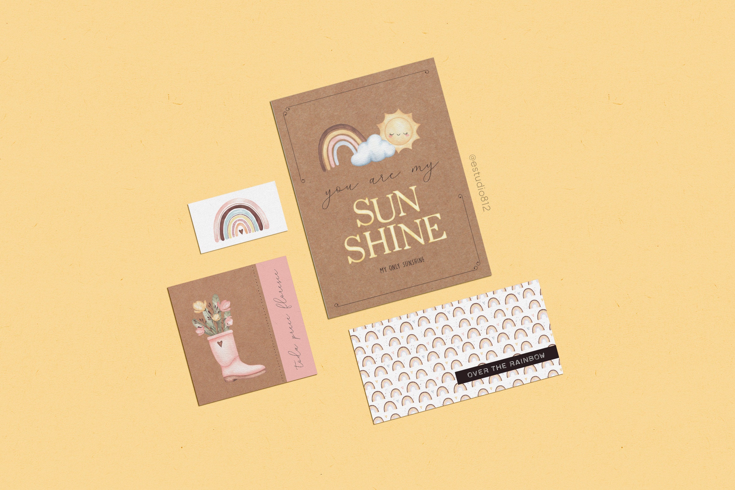 Raining Blessings Clipart Rainbow Sunshine Watercolor Digital - Etsy