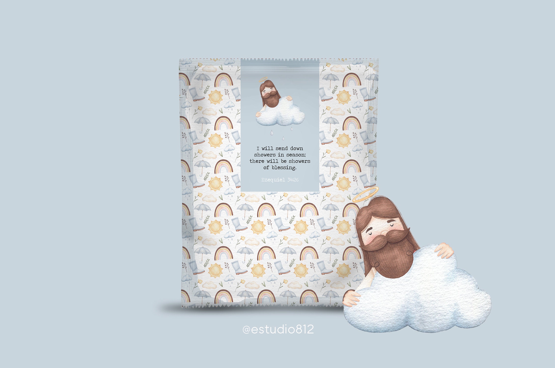 Raining Blessings Clipart Rainbow Sunshine Watercolor Digital - Etsy