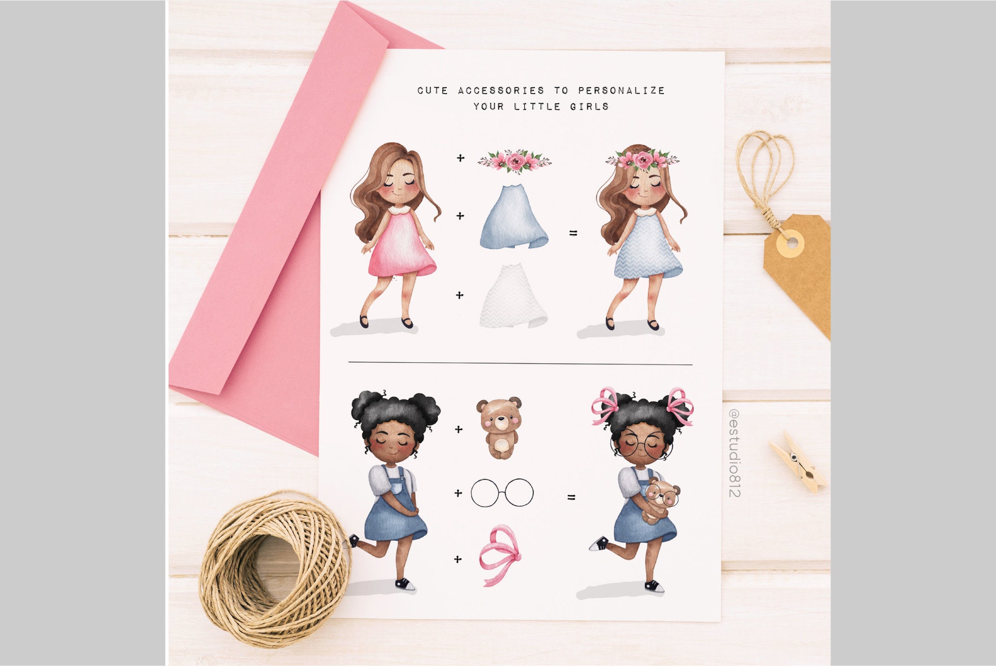 Cute Girls Clipart, Planner Girl Watercolor Digital Clipart - Color 2 ...