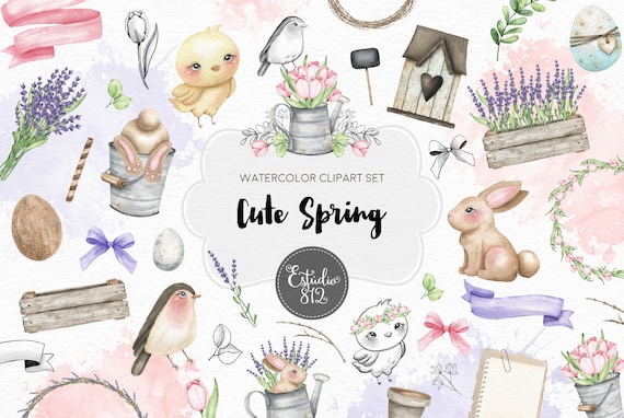 Clipart De Printemps Mignon Mignon Printemps Lapin Pâques Heureux