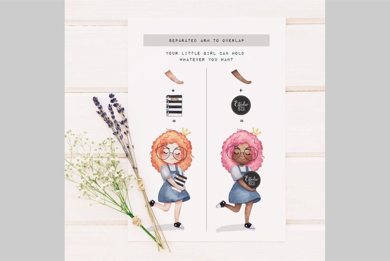 Cute Girls Clipart, Planner Girl Watercolor Digital Clipart - Color 1 ...