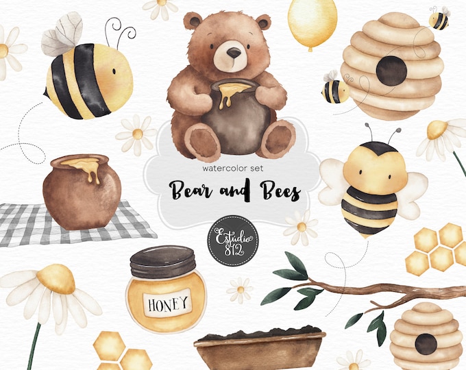 Watercolor Bumblebee Clipart | Bee PNG | Summer Clipart | Honeybee ...
