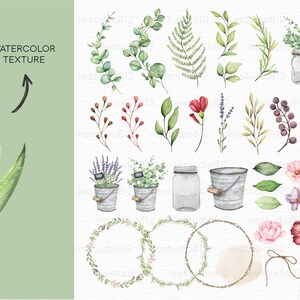 Leaves and Flowers, Clipart, Digital Download, Illustration, Printable ...