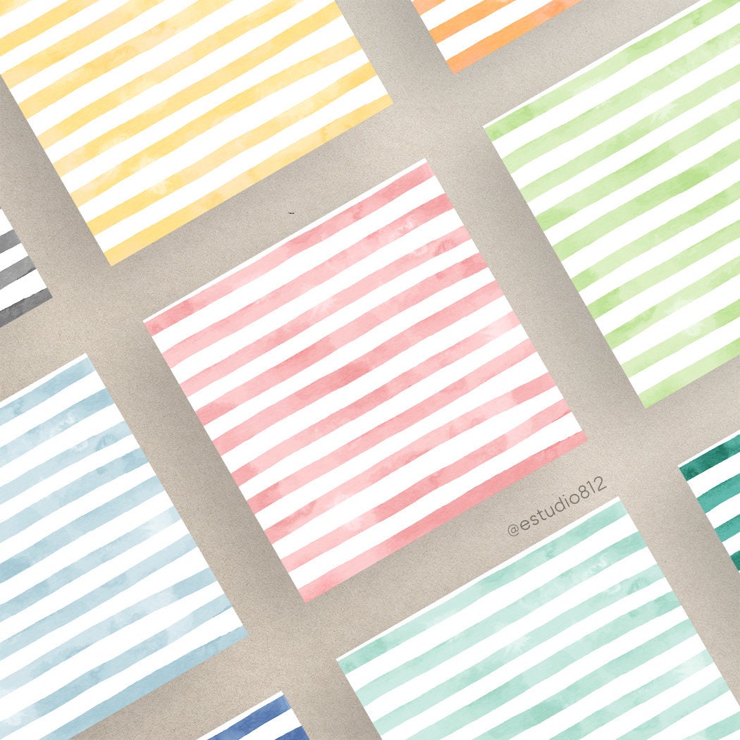 Watercolor Stripes Digital Paper - Etsy