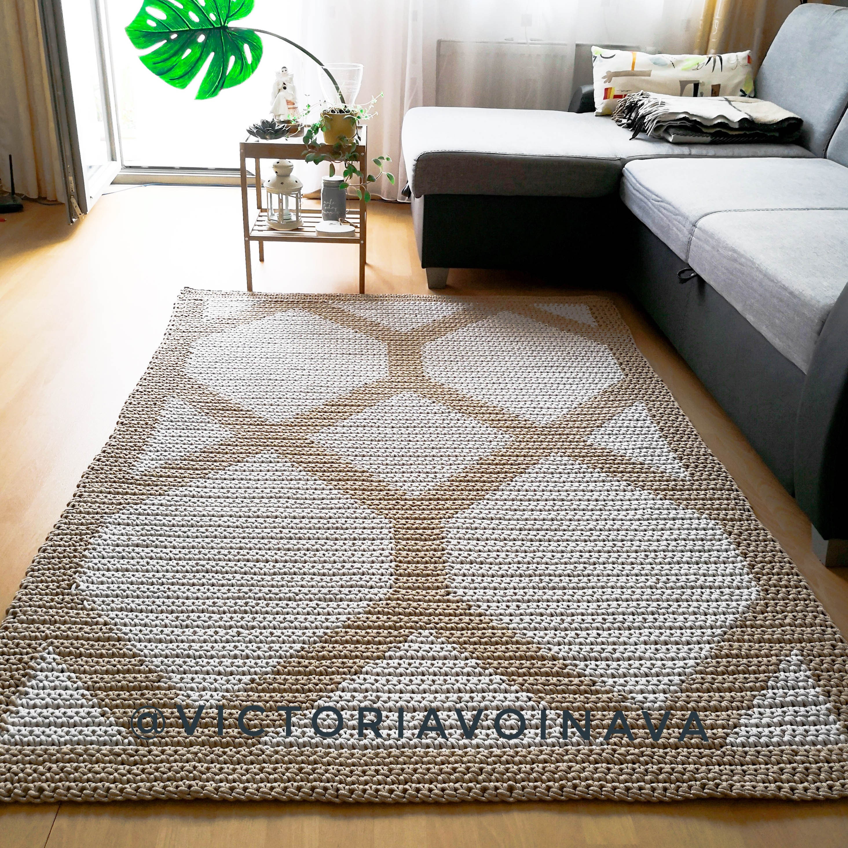 Crochet Sweden Geometric Rug PATTERN, Scandinavian Nordic Carpet ...