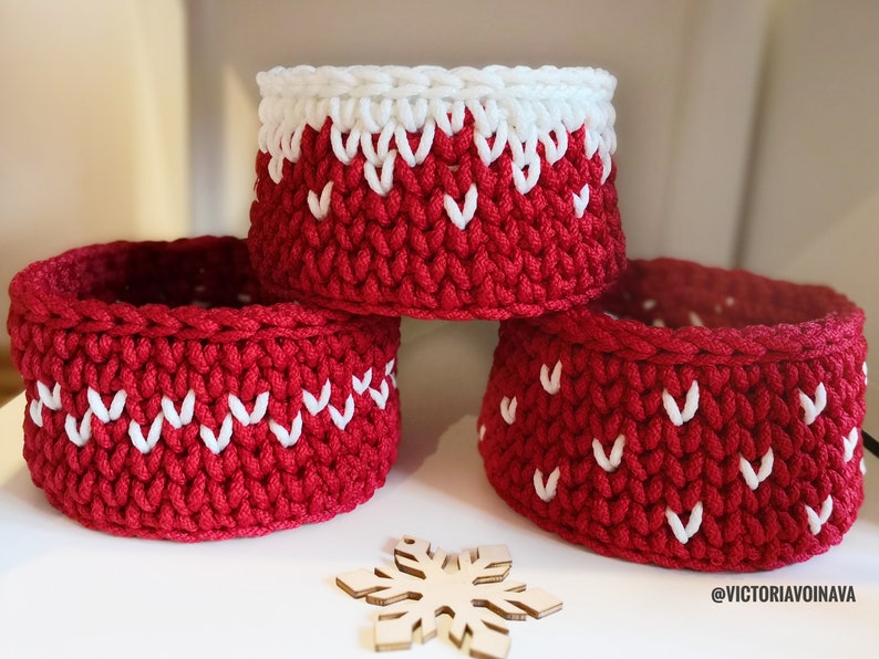 Crochet Baskets Easy Patterns Red Small Crochet Storage - Etsy
