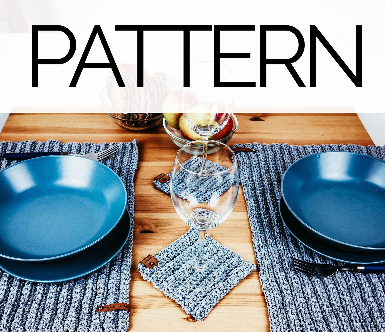 Crochet Rectangular Placemat and Coaster Set Pattern - Etsy