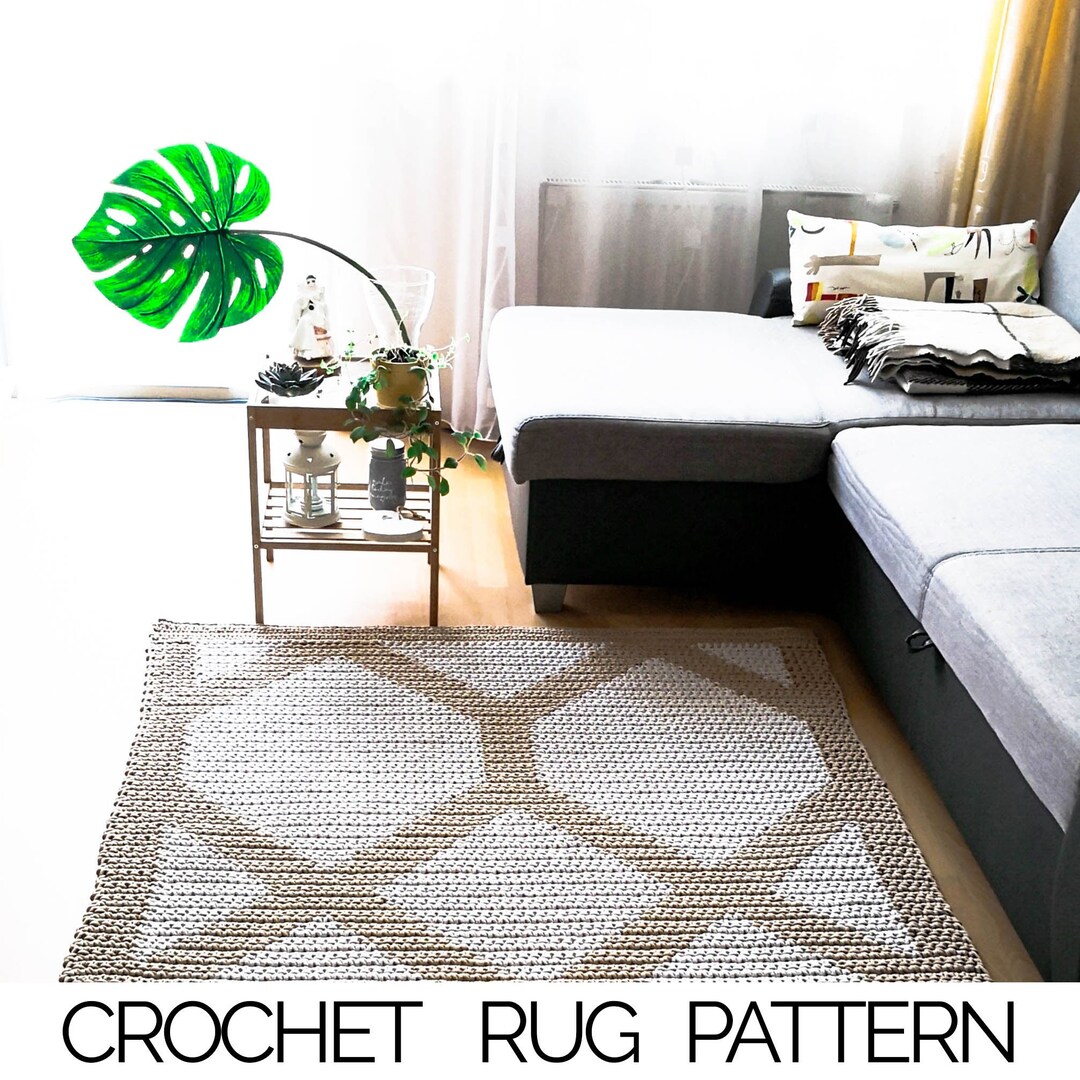 Crochet Sweden Geometric Rug PATTERN, Scandinavian Nordic Carpet ...