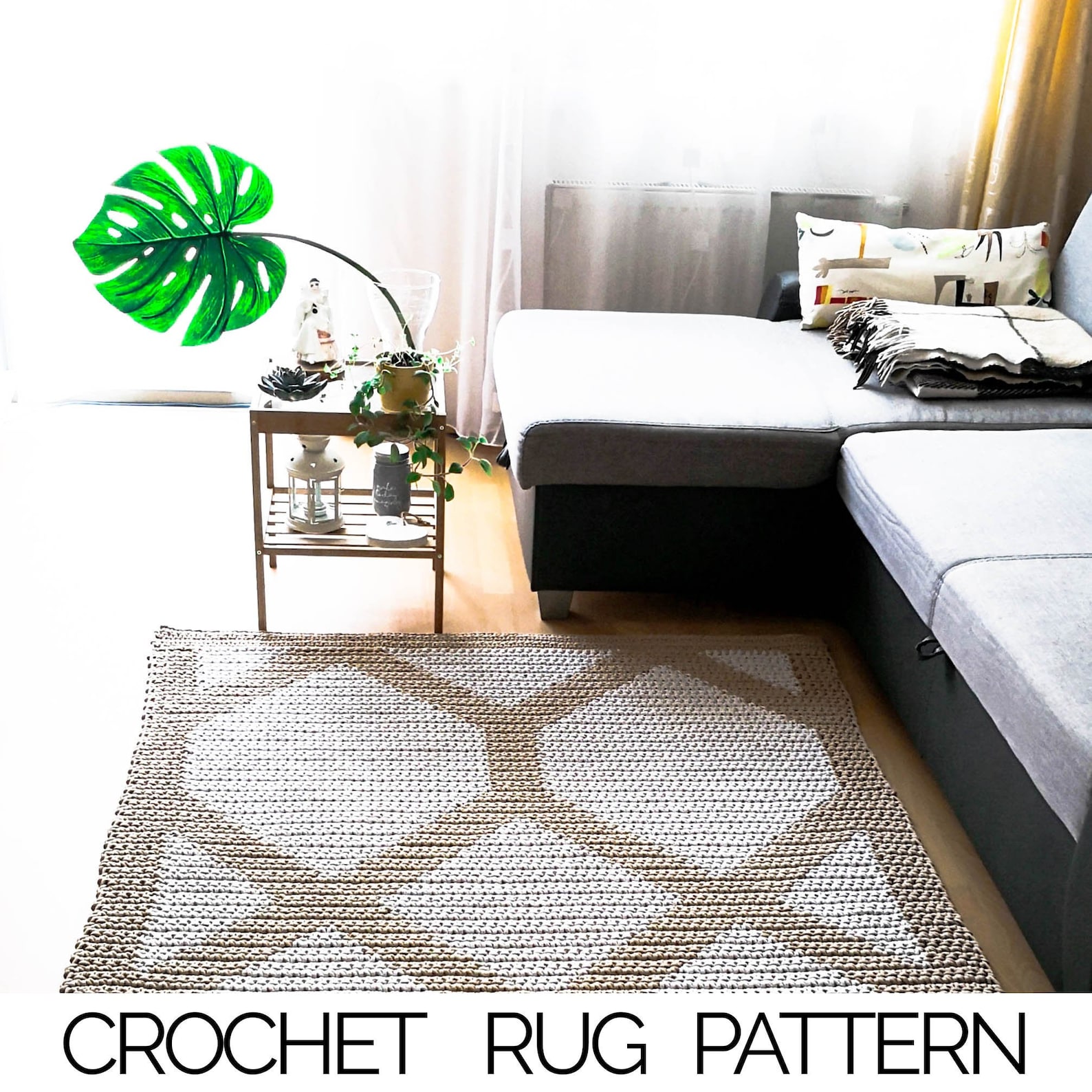 Crochet Sweden Geometric Rug PATTERN, Scandinavian Nordic Carpet ...