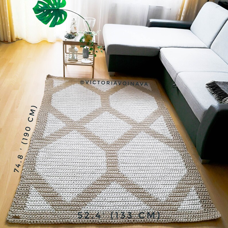 Crochet Sweden Geometric Rug PATTERN, Scandinavian Nordic Carpet ...