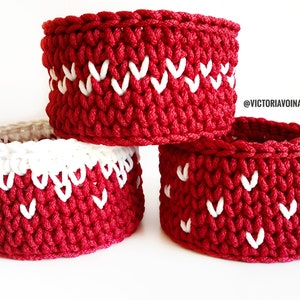 Crochet Basket Pattern, Red Small Crochet Storage Basket Pattern, Red ...