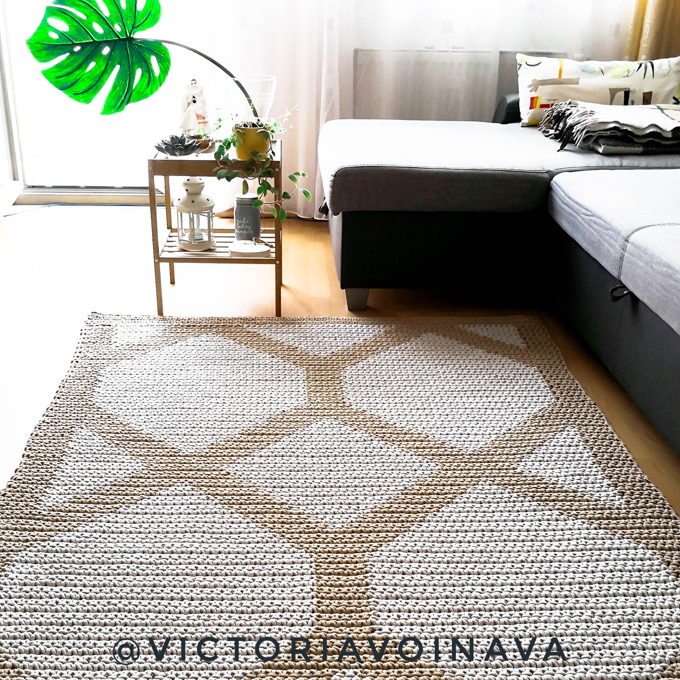 Crochet Sweden Geometric Rug PATTERN, Scandinavian Nordic Carpet ...